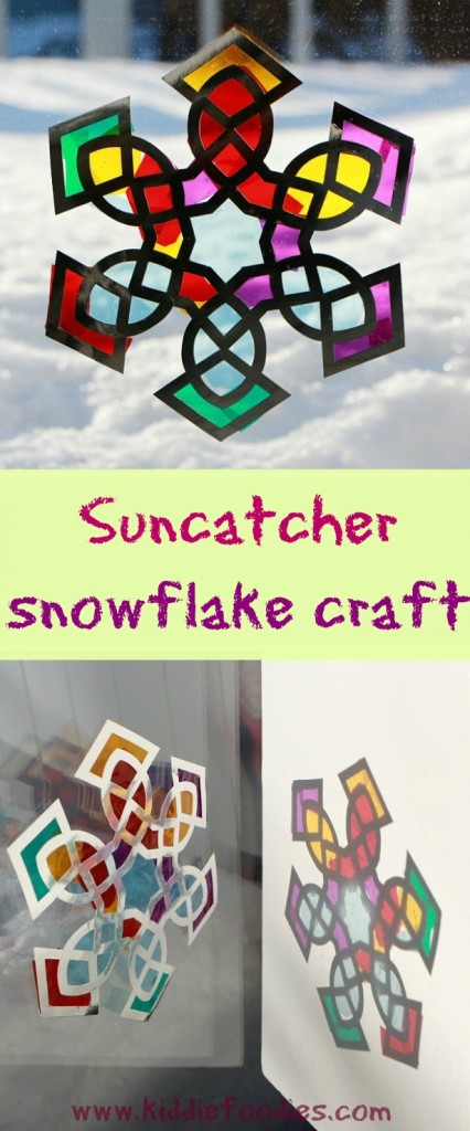Suncatcher snowflake craft for kids - Kiddie Foodies